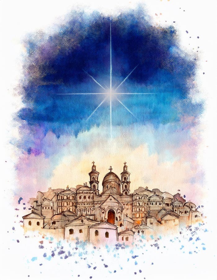 Bethlehem Star Over Bethlehem Stock Illustration - Illustration of ...