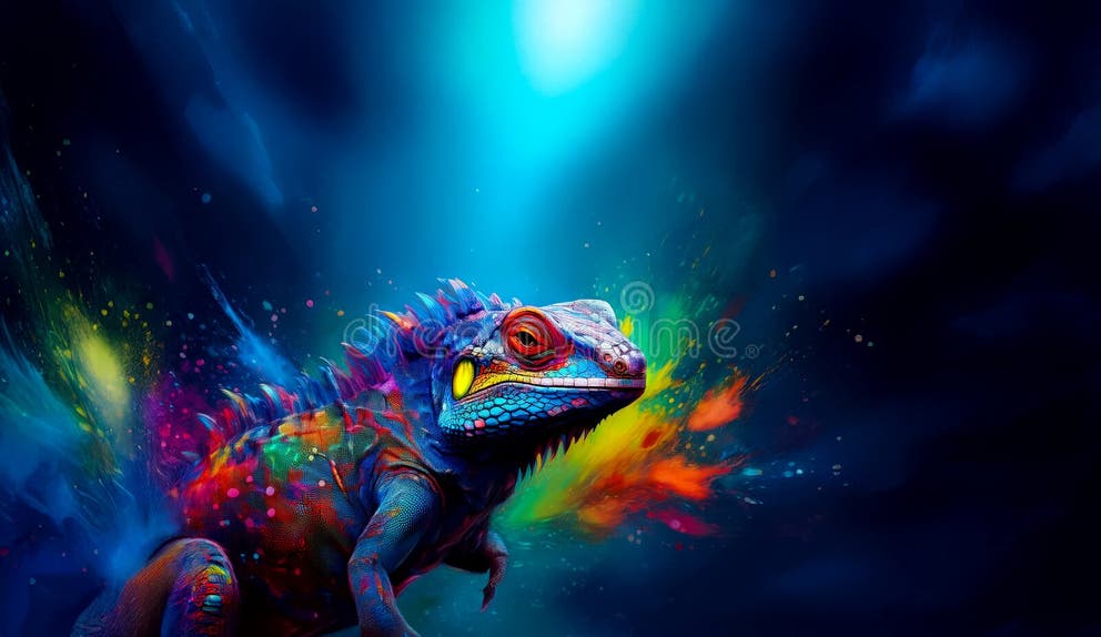 An Artistic Concept Sketch of a Colourful Lizard Stock Illustration ...