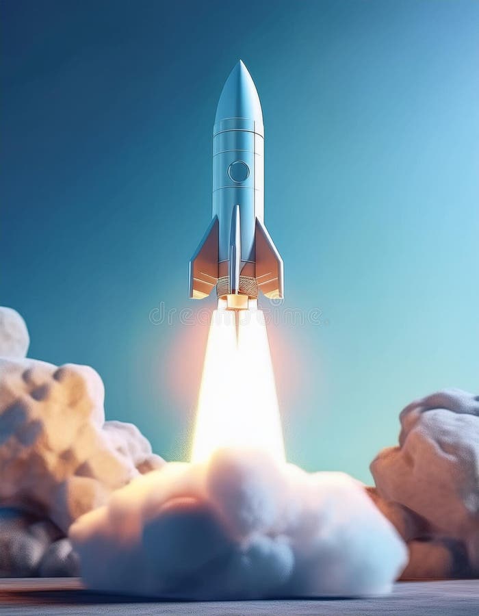 Rocket taking off stock illustration. Illustration of undefined - 347462148