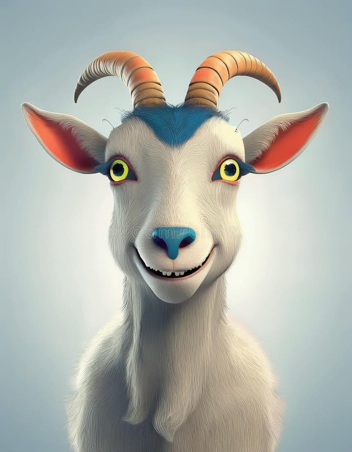 Goat Portrait Cartoon Style Stock Illustration - Illustration of ...