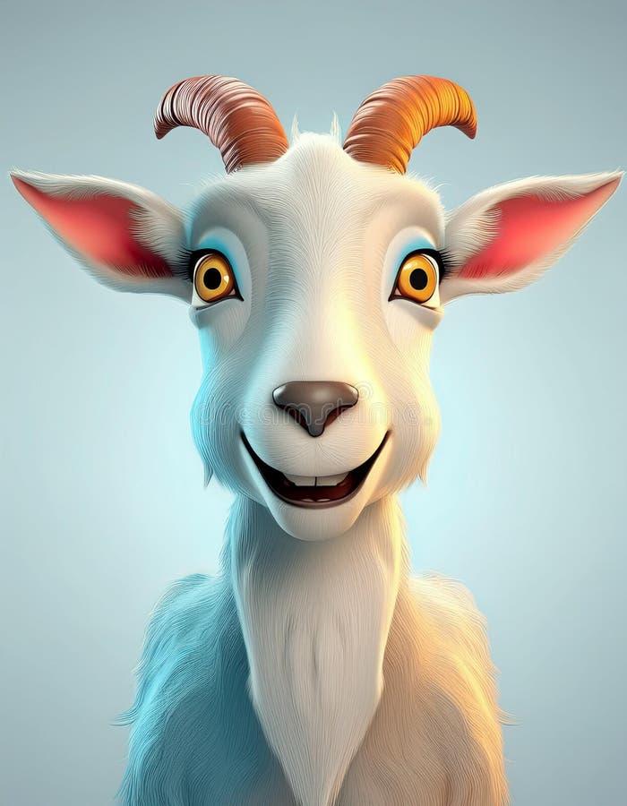 Goat Portrait Cartoon Style Stock Illustration - Illustration of head ...