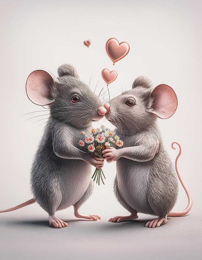 Mouse Valentine with Hearts Cartoon Stock Illustration - Illustration ...
