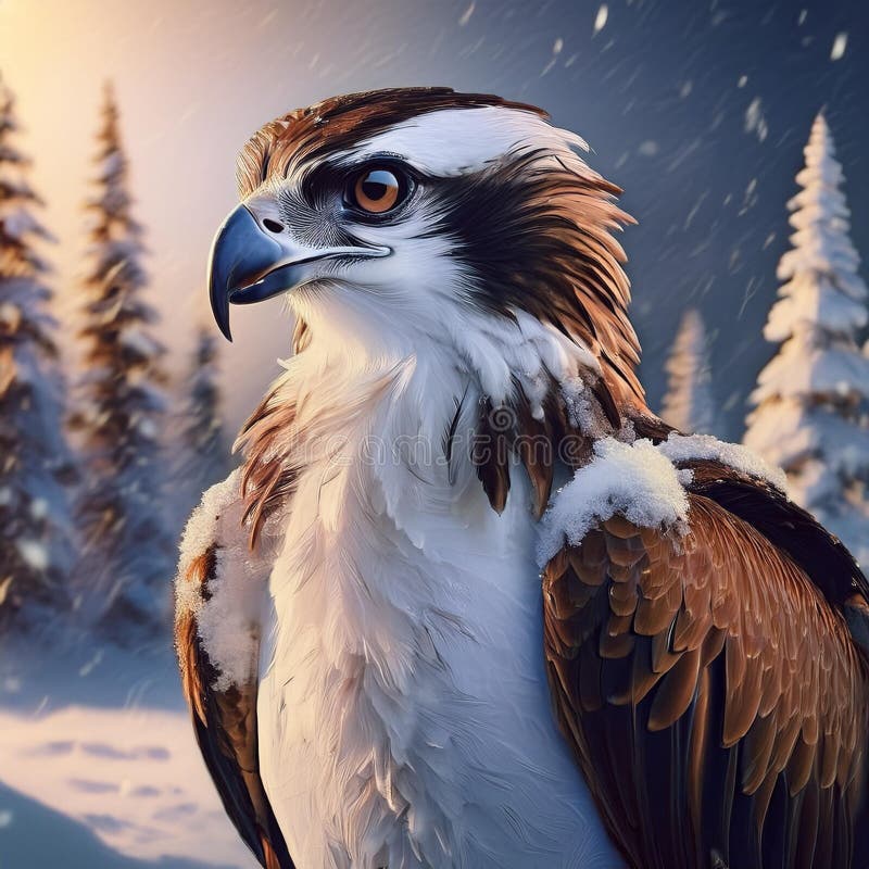 Osprey in Winter Landscape Cartoon Stock Illustration - Illustration of ...