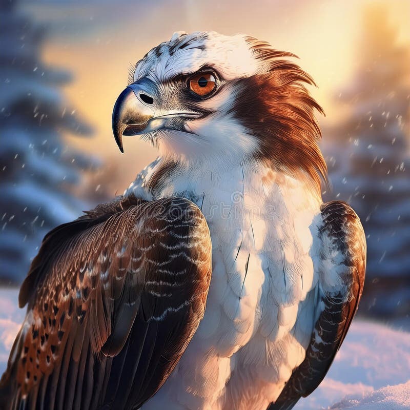Osprey in Winter Landscape Cartoon Stock Illustration - Illustration of ...