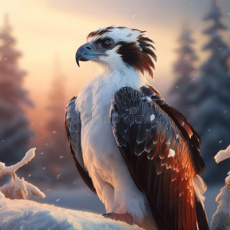Osprey in Winter Landscape Cartoon Stock Illustration - Illustration of ...