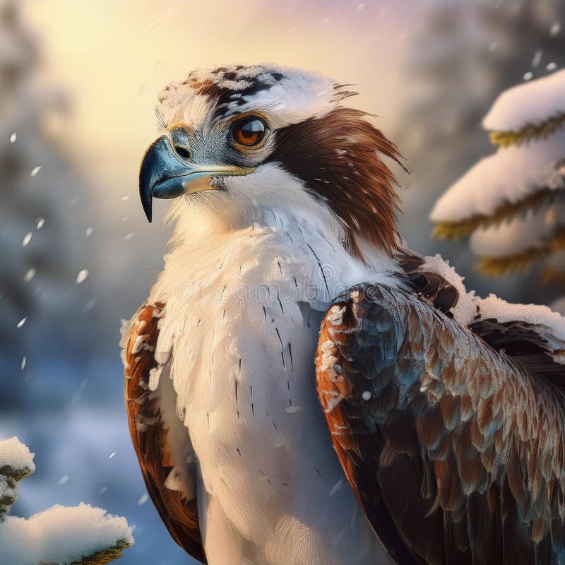 Osprey in Winter Landscape Cartoon Stock Illustration - Illustration of ...