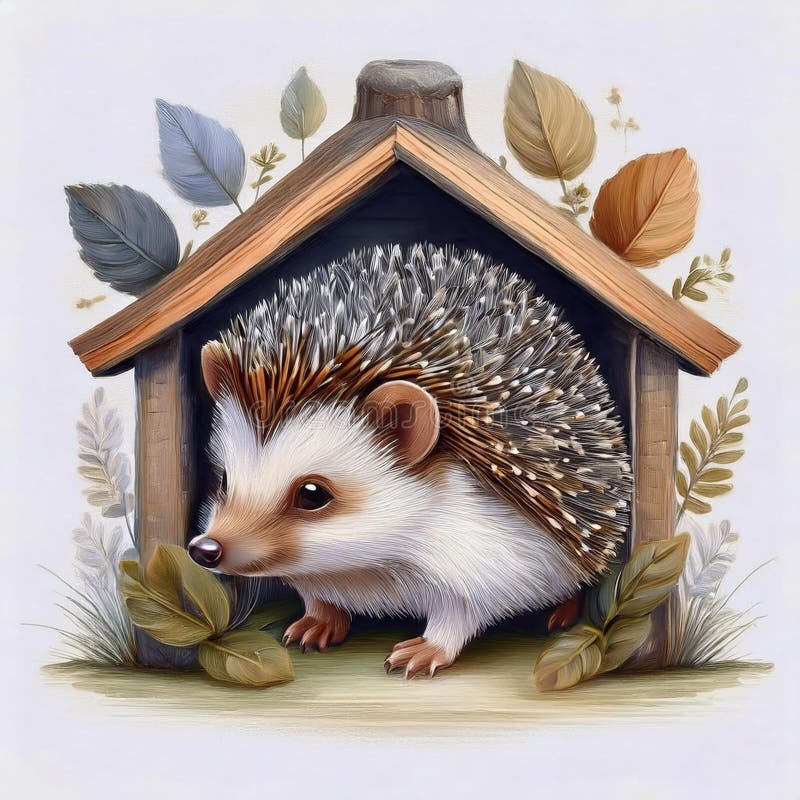 Hedgehog in autumn cartoon stock illustration. Illustration of season ...