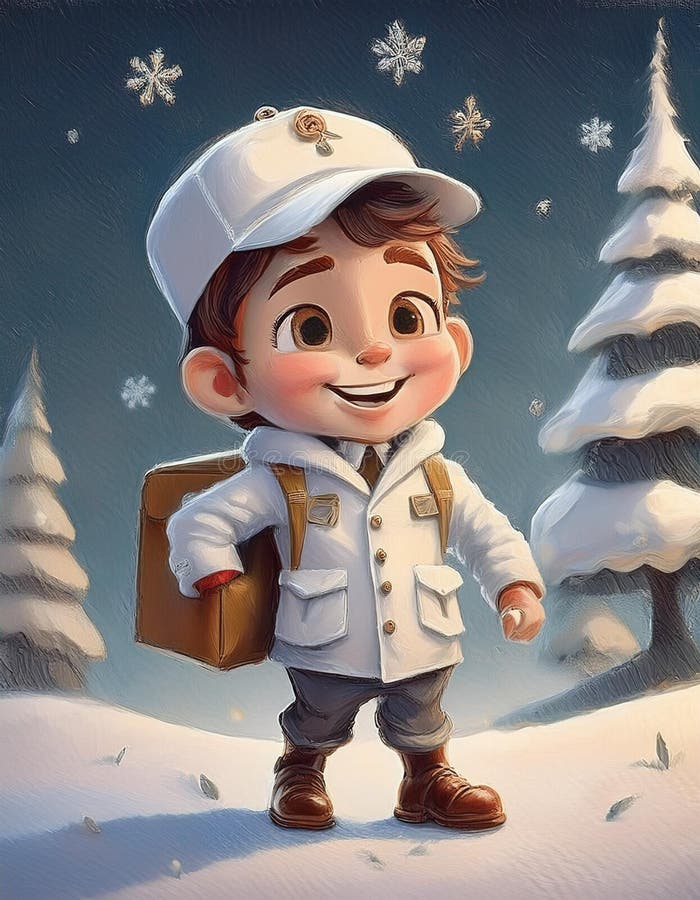 Postmen in the Snow Working Cartoon Stock Illustration - Illustration ...