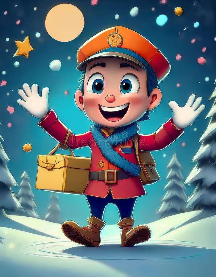 Postmen in the Snow Working Cartoon Stock Illustration - Illustration ...