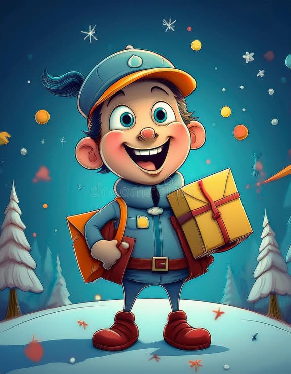 Postmen in the Snow Working Cartoon Stock Illustration - Illustration ...