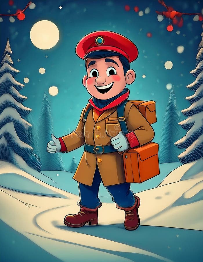 Postmen in the Snow Working Cartoon Stock Illustration - Illustration ...