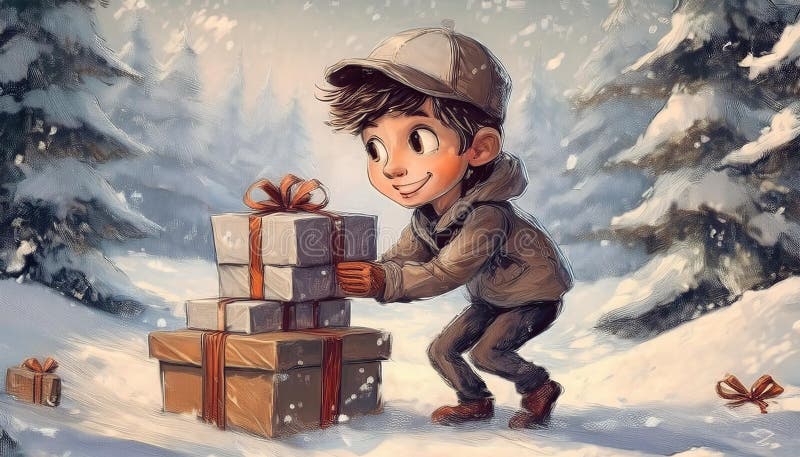 Postmen in the Snow Working Cartoon Stock Illustration - Illustration ...