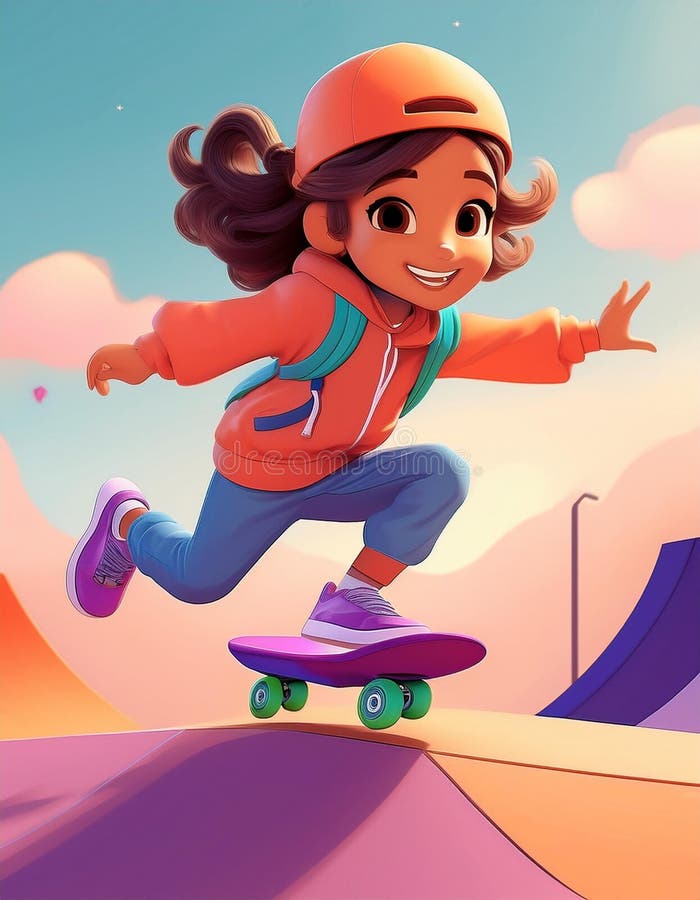 Child Skating in Skatepark Cartoon Stock Illustration - Illustration of ...