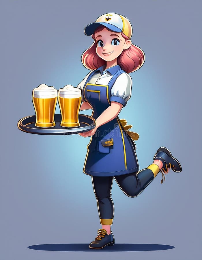 Bartender and Waiter in a Bar Cartoon Stock Illustration - Illustration ...