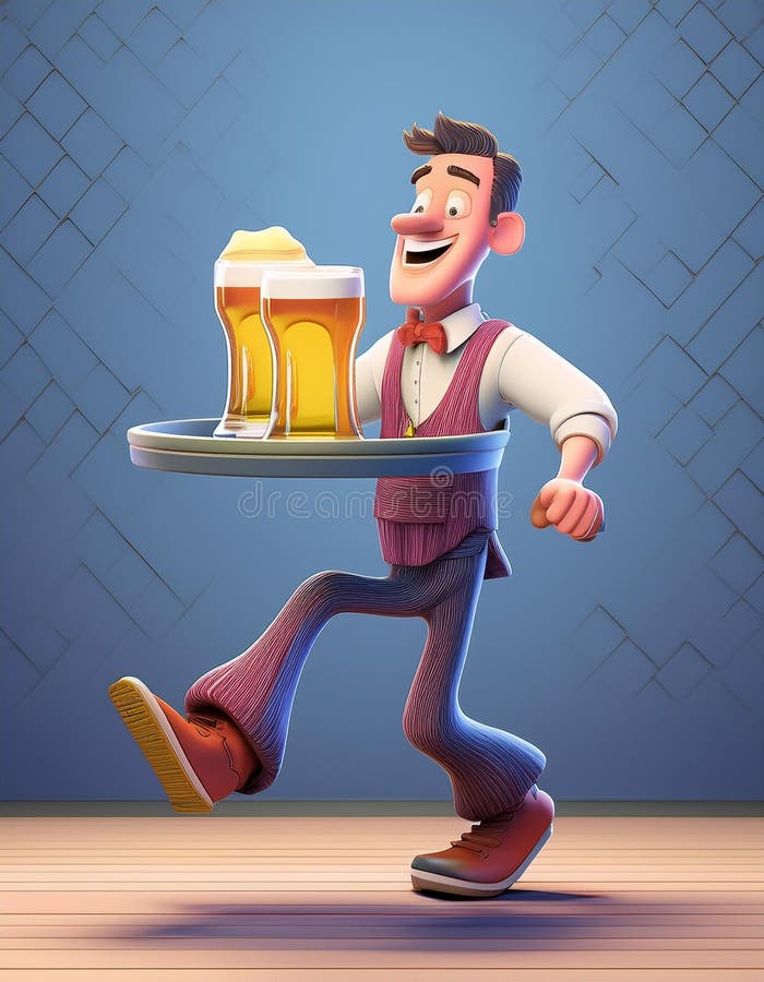 Bartender and Waiter in a Bar Cartoon Stock Illustration - Illustration ...