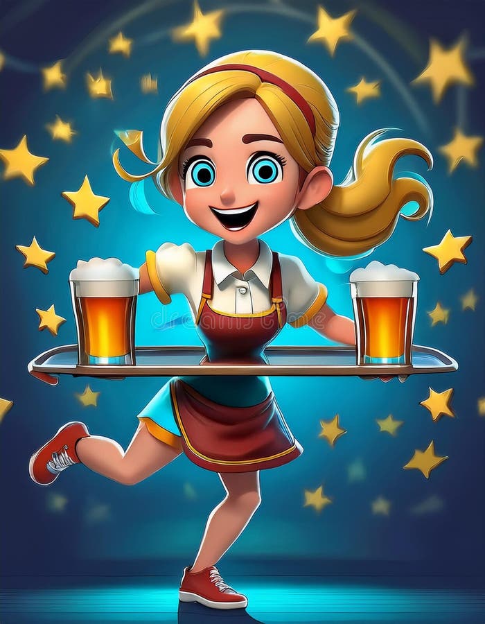 Bartender and Waiter in a Bar Cartoon Stock Illustration - Illustration ...