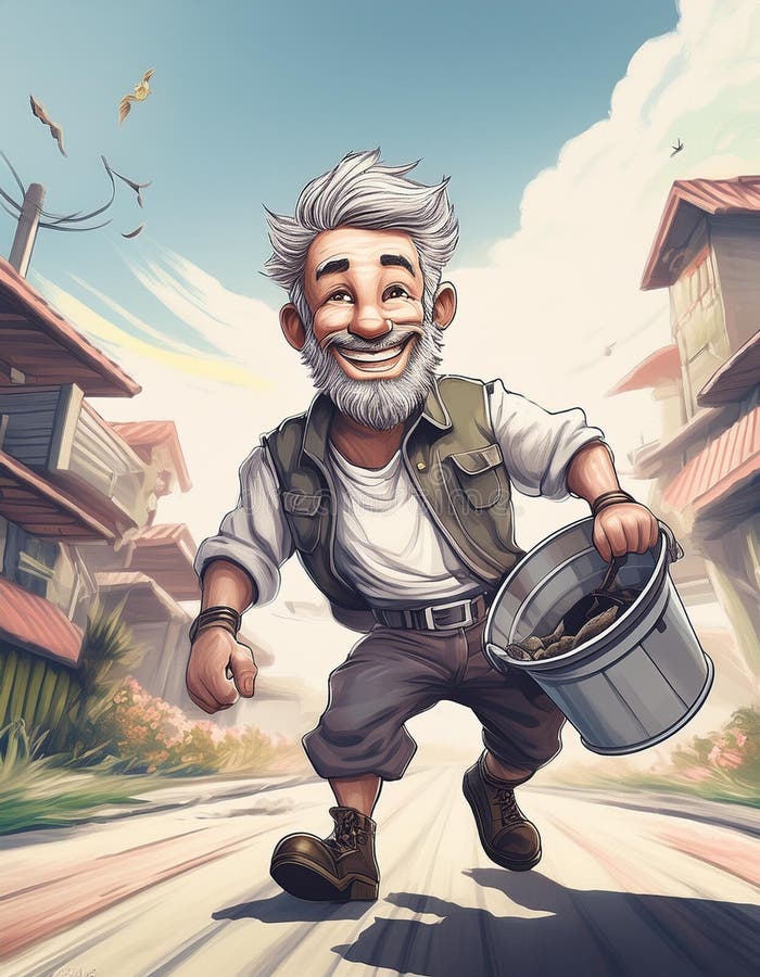 Garbage Man Working Cartoon Stock Illustration - Illustration of cute ...