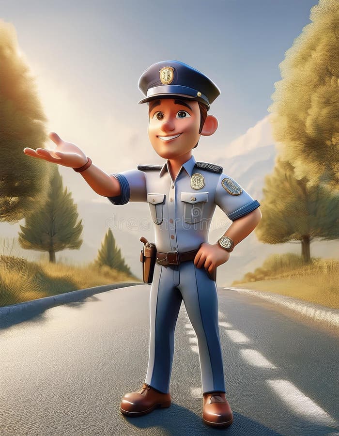 Traffic cop cartoon stock illustration. Illustration of town - 349846571