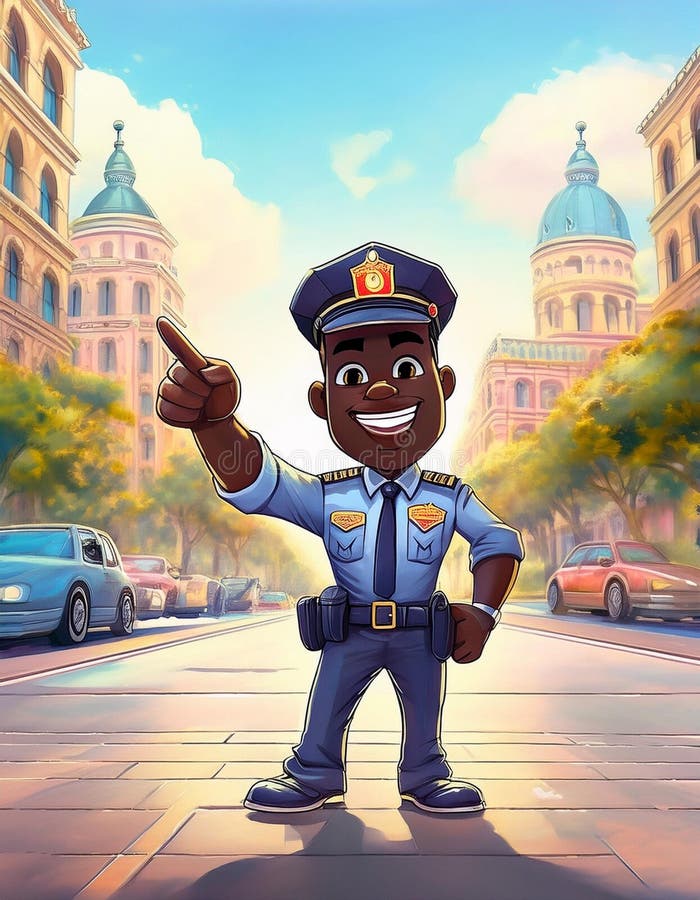 Traffic cop cartoon stock illustration. Illustration of happy - 349846626