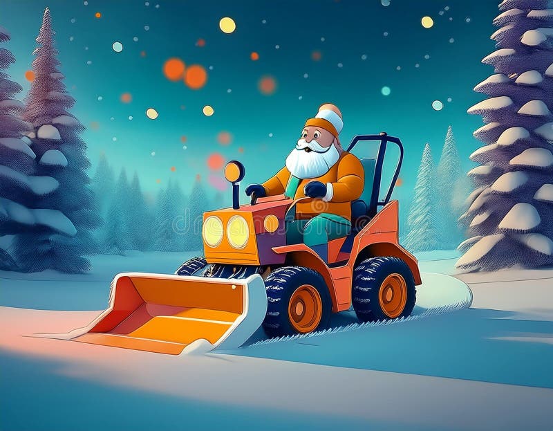 Santa Claus on Tractor Cartoon Stock Illustration - Illustration of ...