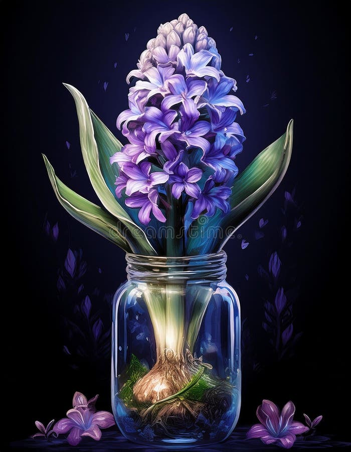 Hyacinth in vase cartoon stock illustration. Illustration of hyacinth - 350368648
