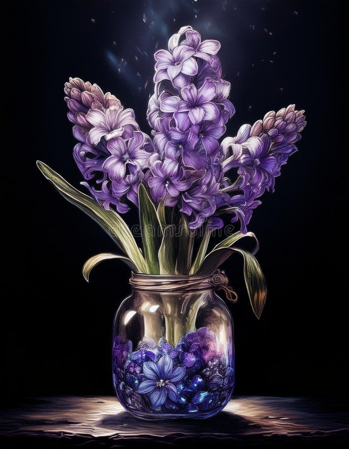 Hyacinth in vase cartoon stock illustration. Illustration of hyacinth - 350368652