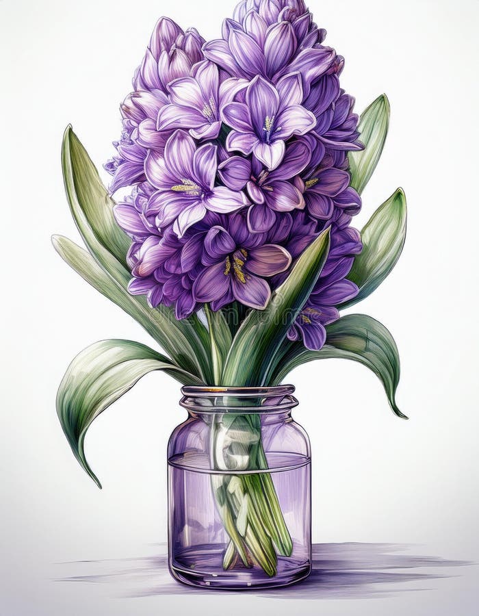 Hyacinth in vase cartoon stock illustration. Illustration of poster - 350368669