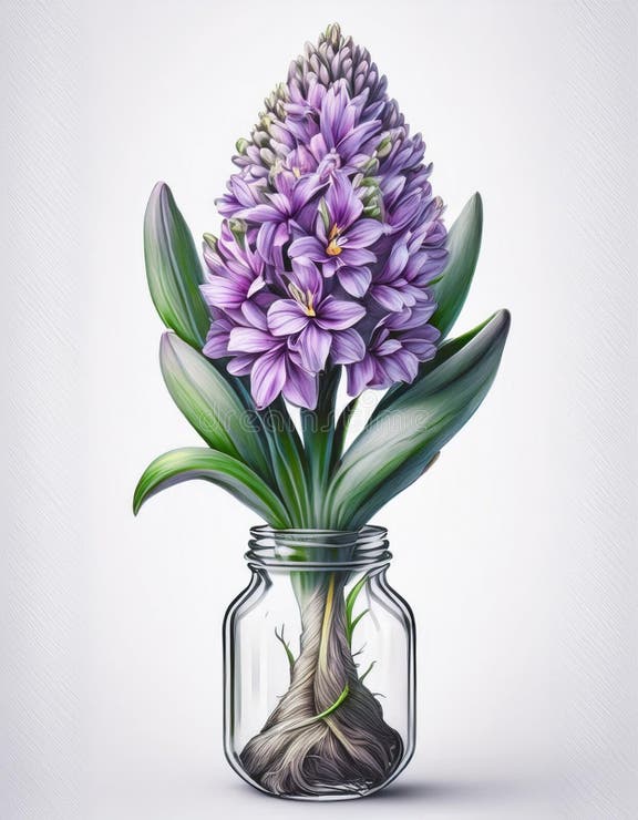 Hyacinth in vase cartoon stock illustration. Illustration of poster - 350368671