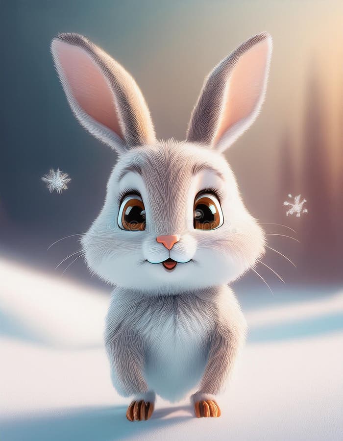 Hare in snow cartoon stock illustration. Illustration of cartoon ...