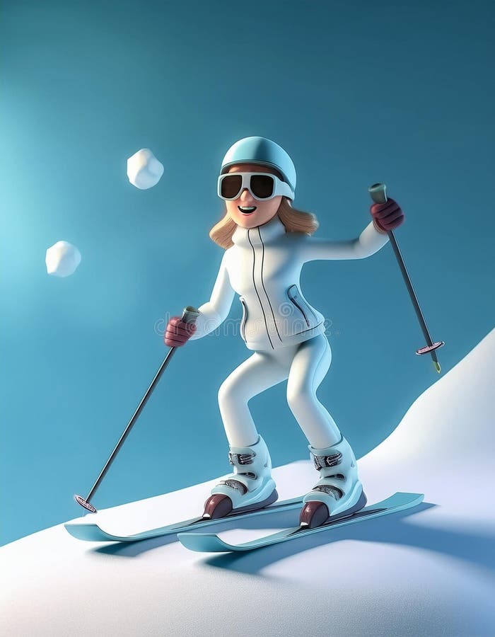 Person skiing cartoon stock illustration. Illustration of sport - 351525259