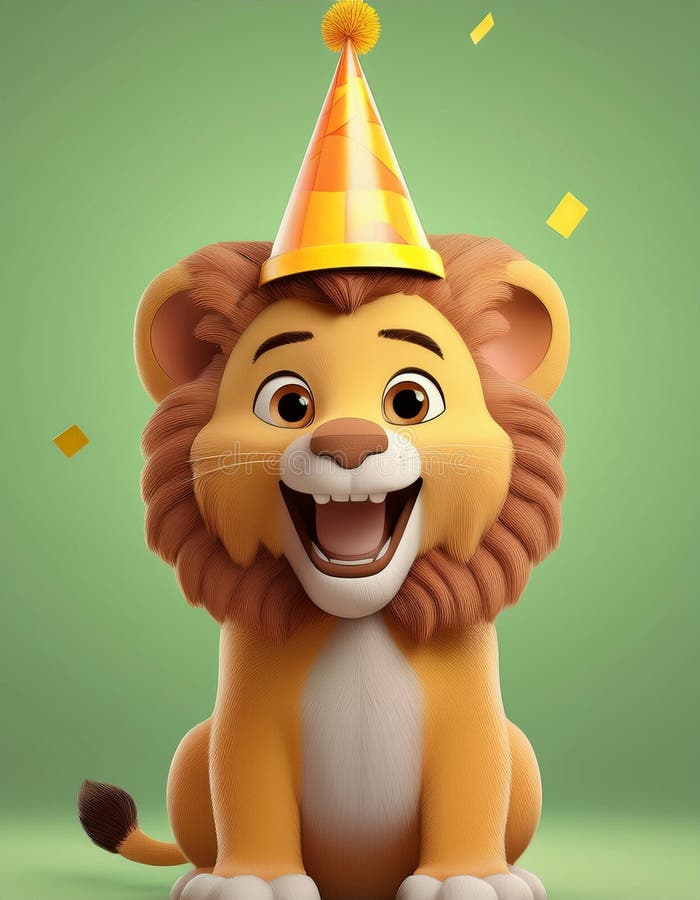 Lion Birthday Party Cartoon Stock Illustration - Illustration of happy ...
