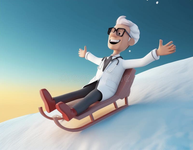 Person on Sledge in Snow Cartoon Stock Illustration - Illustration of ...