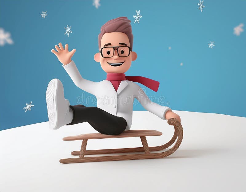 Person on Sledge in Snow Cartoon Stock Illustration - Illustration of ...