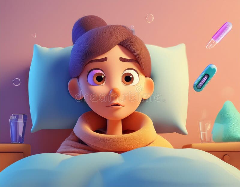 Person with flu cartoon stock illustration. Illustration of greeting ...