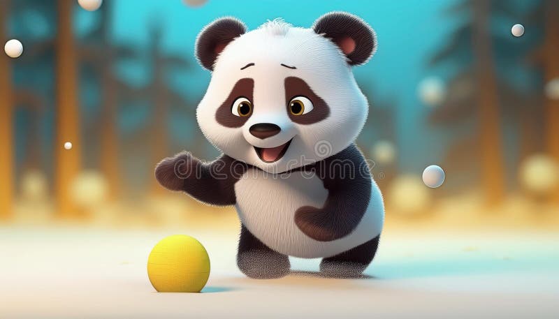 Panda Playing in the Snow Cartoon Stock Illustration - Illustration of ...