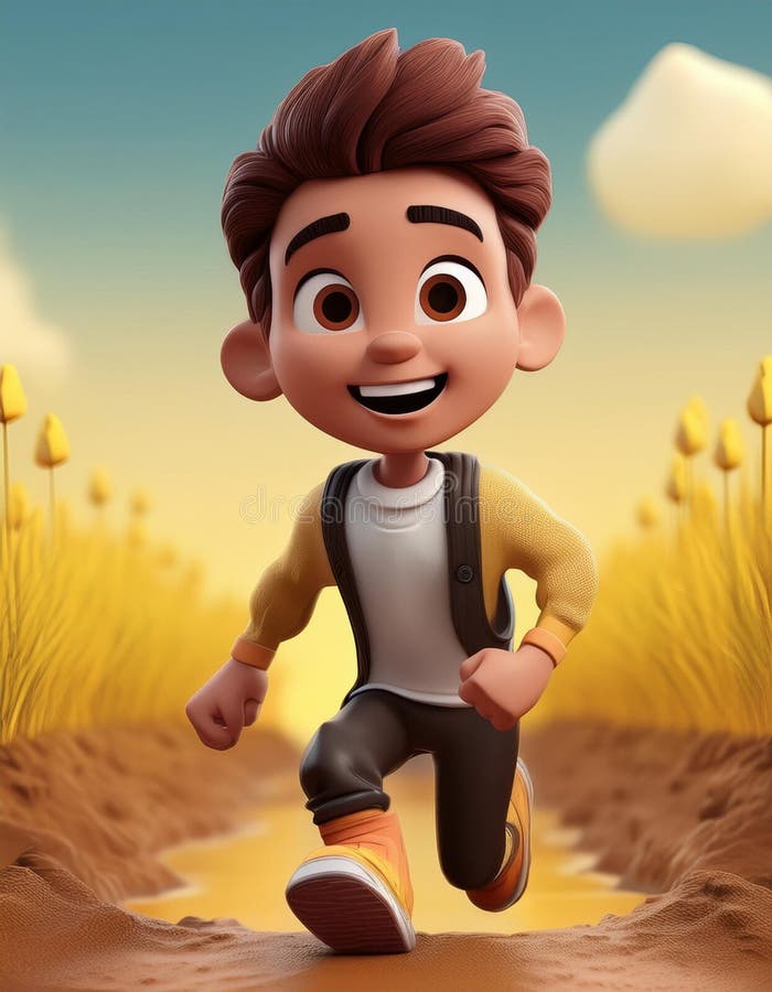 Running Child on a Trail Cartoon Stock Illustration - Illustration of ...