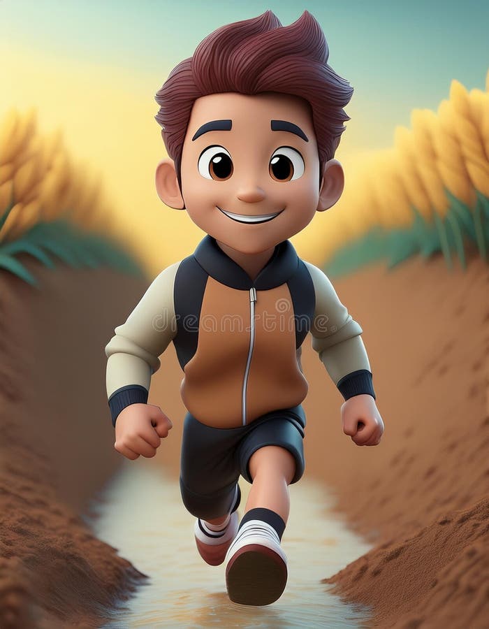 Running Child on a Trail Cartoon Stock Illustration - Illustration of ...