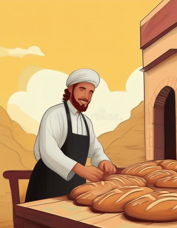 Baker making bread cartoon stock illustration. Illustration of baker ...