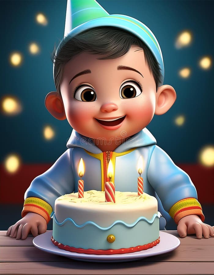Child Birthday Party with Cake and Balloons Cartoon Stock Illustration ...