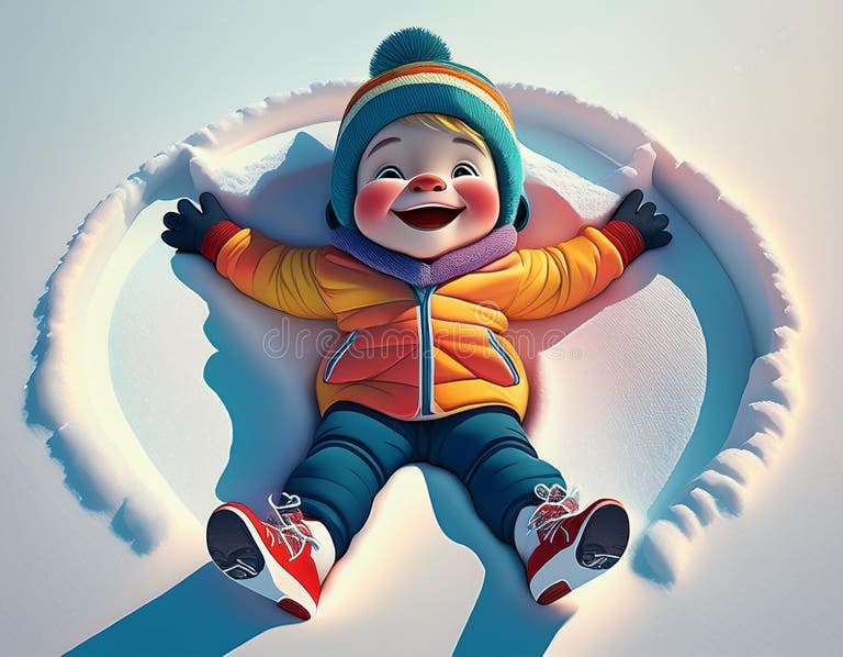 Child Making Snow Angel Cartoon Stock Illustration - Illustration of ...