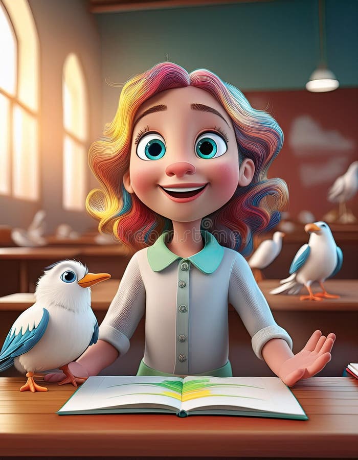 Child Presentation about Birds Cartoon Stock Illustration ...