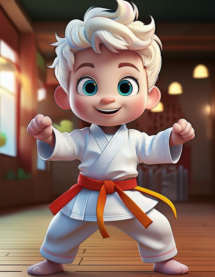 Child Training Karate Taekwondo Cartoon Stock Illustration ...