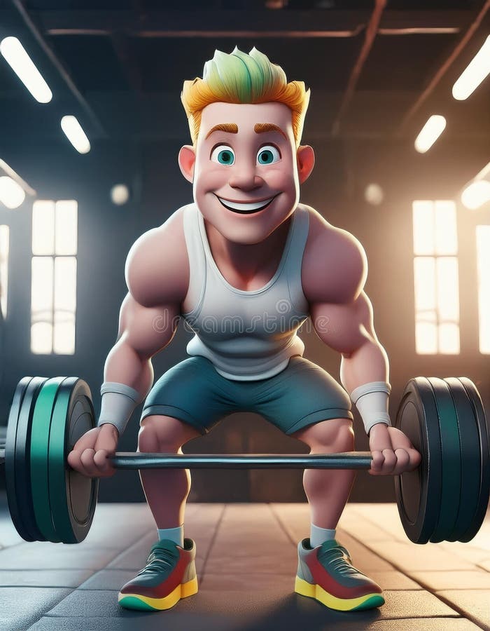 Bodybuilding Person in Gym Training Cartoon Stock Illustration ...