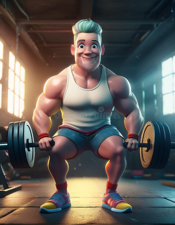 Bodybuilding Person in Gym Training Cartoon Stock Illustration ...