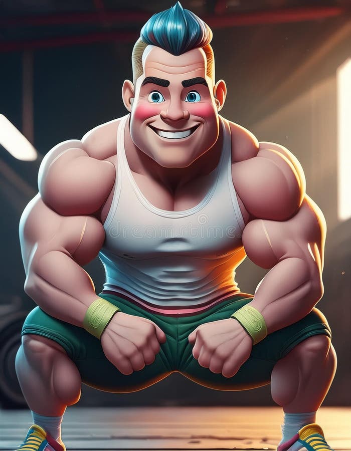 Bodybuilding Person in Gym Training Cartoon Stock Illustration ...