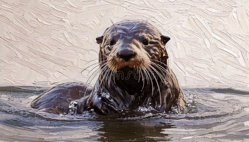 Illustrated Sea Otter stock illustration. Illustration of whiskers ...
