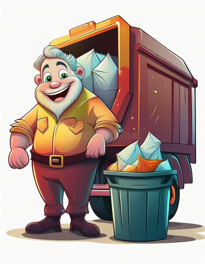 Garbage Man Working Outdoors Cartoon Stock Illustration - Illustration of truck, working: 354503939