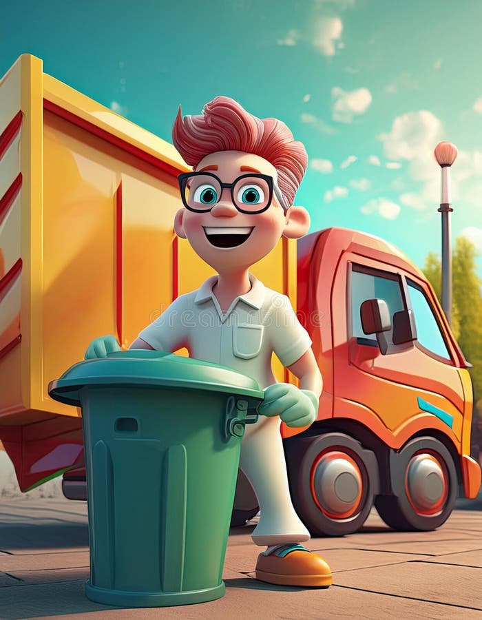 Garbage Man Working Outdoors Cartoon Stock Illustration - Illustration ...