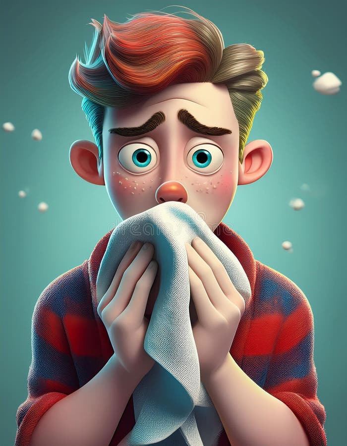 Person Sneezing and Couhing Flu Cartoon Stock Illustration - Illustration of sneezing, funny ...