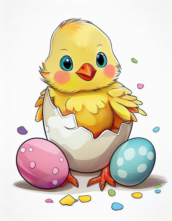 Easter Chicken with Eggs Cartoon Stock Illustration - Illustration of ...